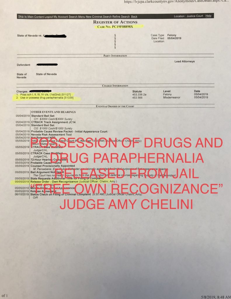 POSSESSION OF DRUGS + PARAPHERNALIA - “O.R.” RELEASE JUDGE AMY CHELINI ...
