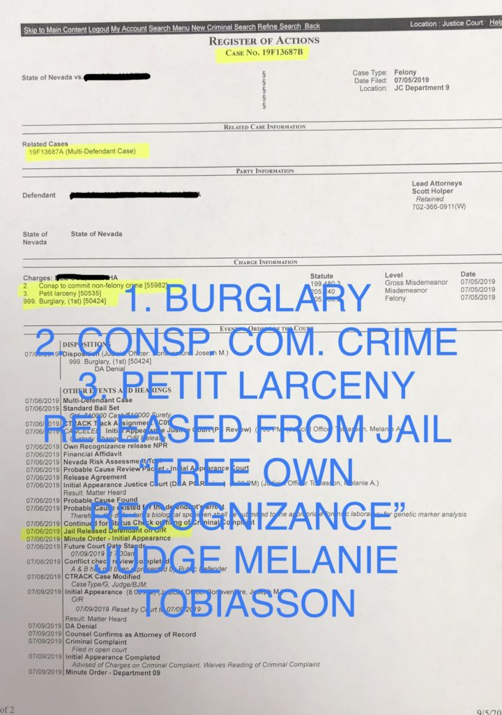 CONSP. TO COM. CRIME + BURGLARY + LARCENY - “O.R.” RELEASE JUDGE ...