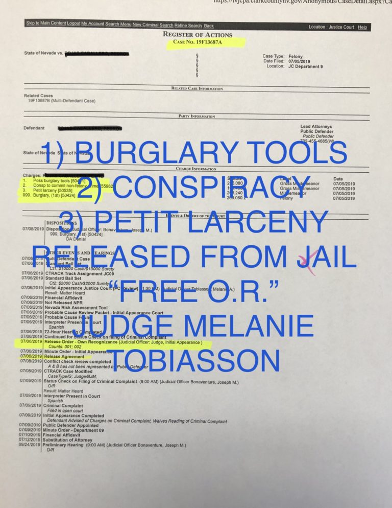 BURGLARY TOOLS/ Conspiracy/ Larceny - “O.R.” RELEASE JUDGE MELANIE ...