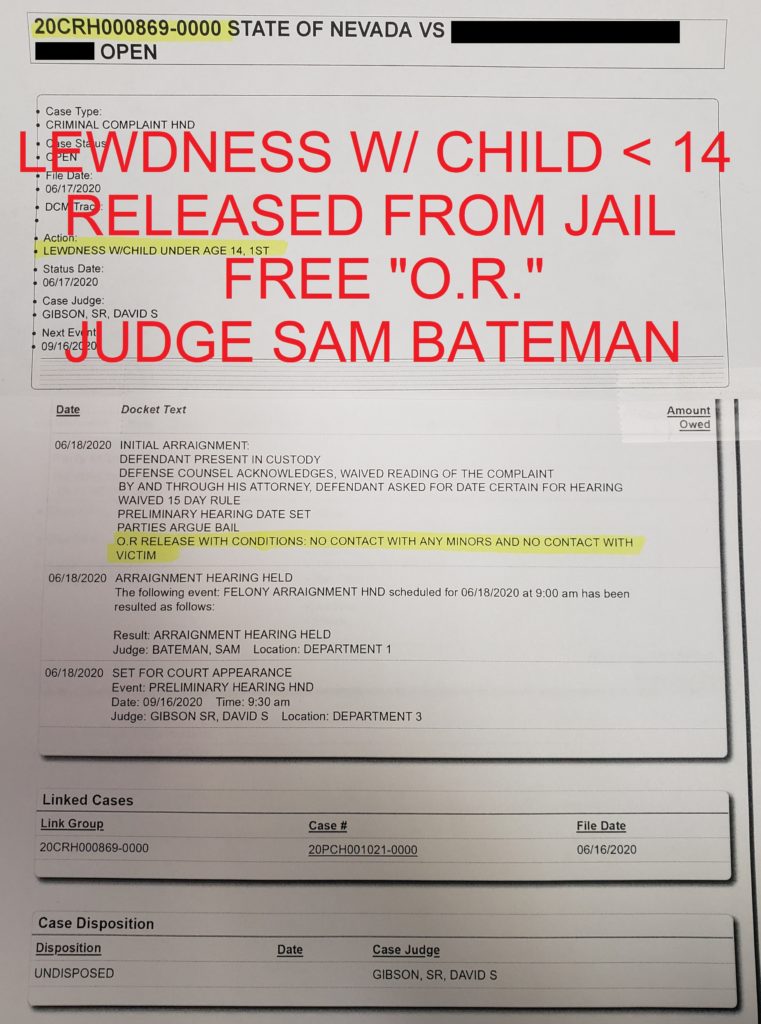 2 x LEWDNESS W/ CHILD UNDER 14 - "O.R" RELEASE JUDGE SAM BATEMAN ...